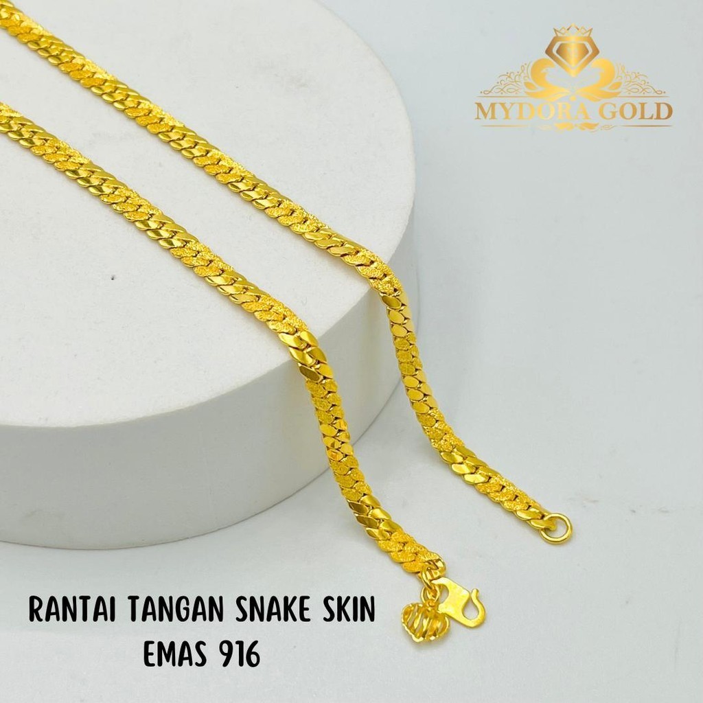 MYDORA Rantai Tangan Snake Skin l EMAS 916/22K | Shopee Malaysia
