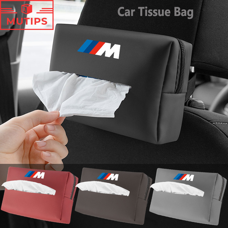 BMW M Car Seat Back Leather Tissue Box Holder Auto Sun Visor Tissue ...