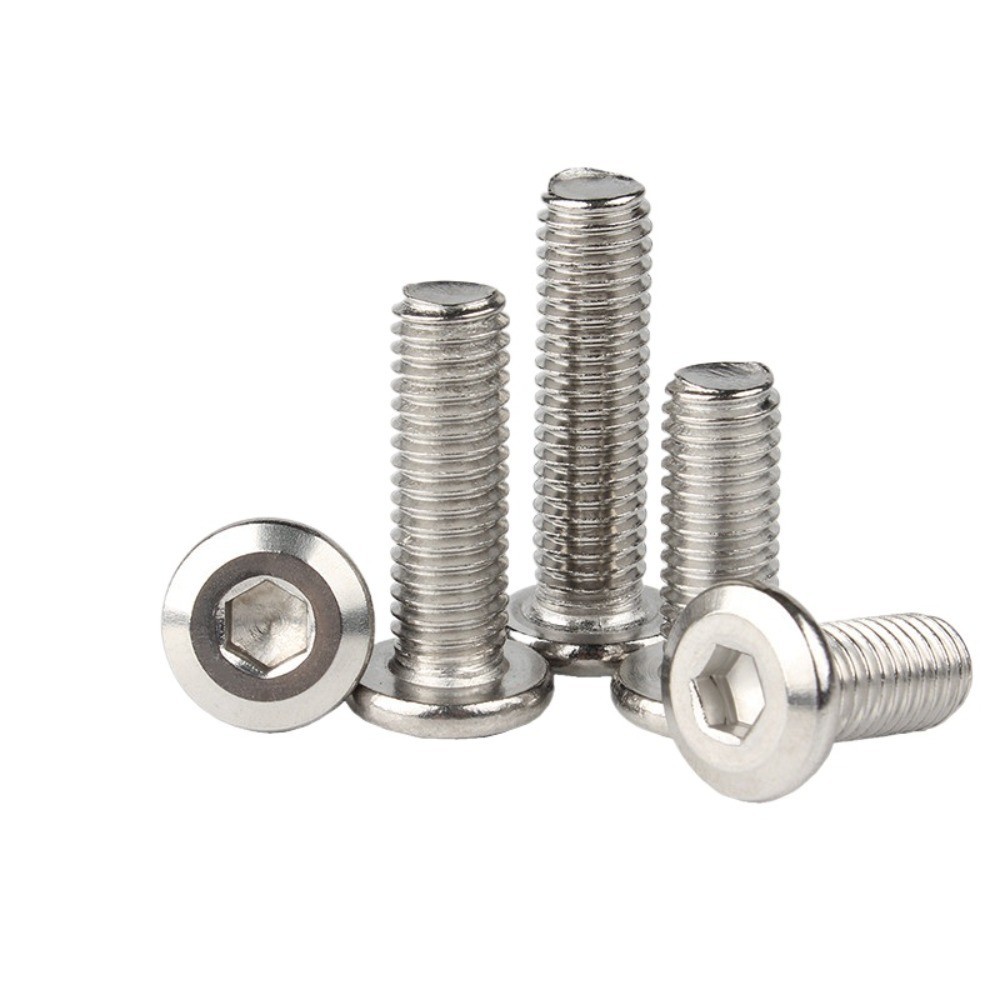 304 Stainless Steel Flat Head Chamfered Hexagon Socket Screw Furniture Bolt Round Head Beveled ...
