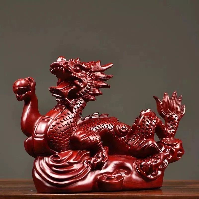 Solid Wood Blue Dragon Ornaments Feng Shui Layout Wooden Dragon ...