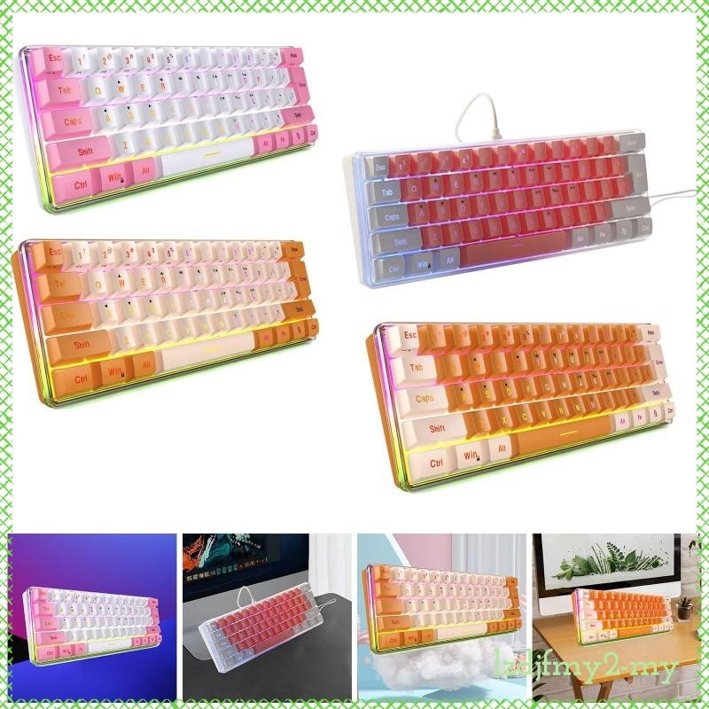 [LzdjfmydcMY] Wired USB C Gaming Keyboard 60% 61 Keys Plug and Play Two ...
