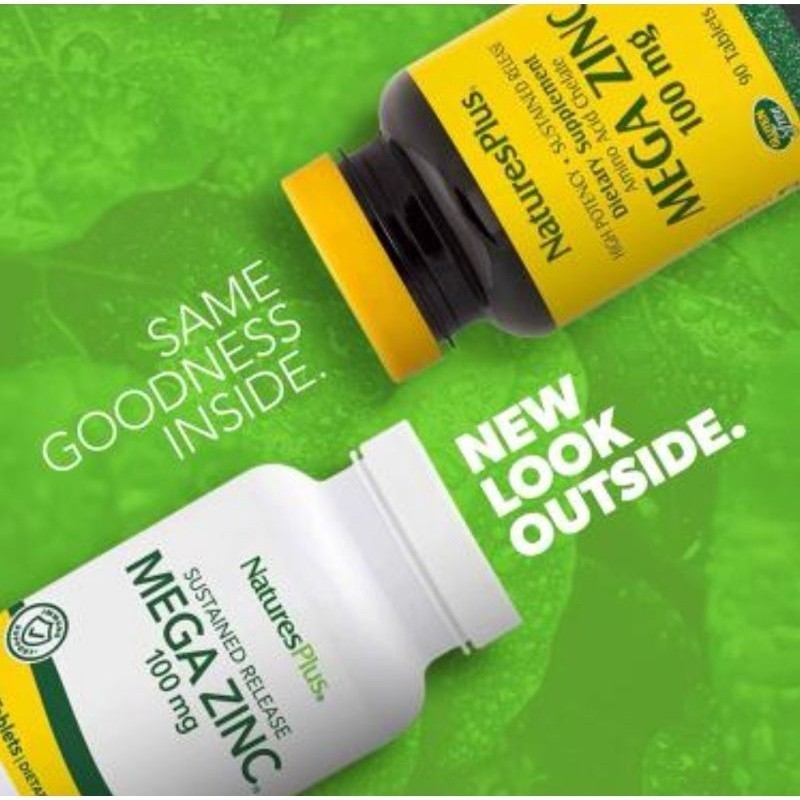 Nature's Plus, Sustained Release Mega Zinc, 100 mg, 90 Tablets | Shopee ...