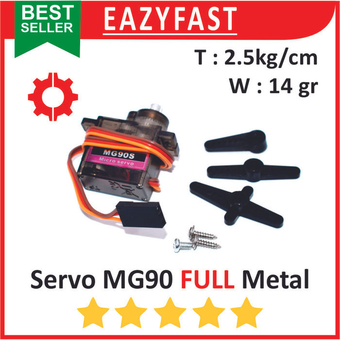 Rc Servo Motor MG90 Full Metal Gear 180 Degree Degree Angle 9 G Gram 9g ...
