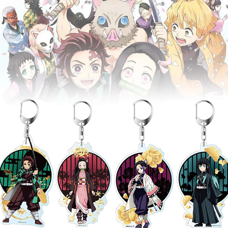 Demon Slayer Cute Acrylic Keychain Cartoon Key Ring for Women Men ...