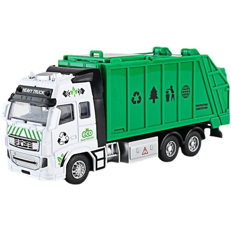 Simulation Alloy Garbage Truck Toy Garbage Sorting Bin Sanitation Truck ...