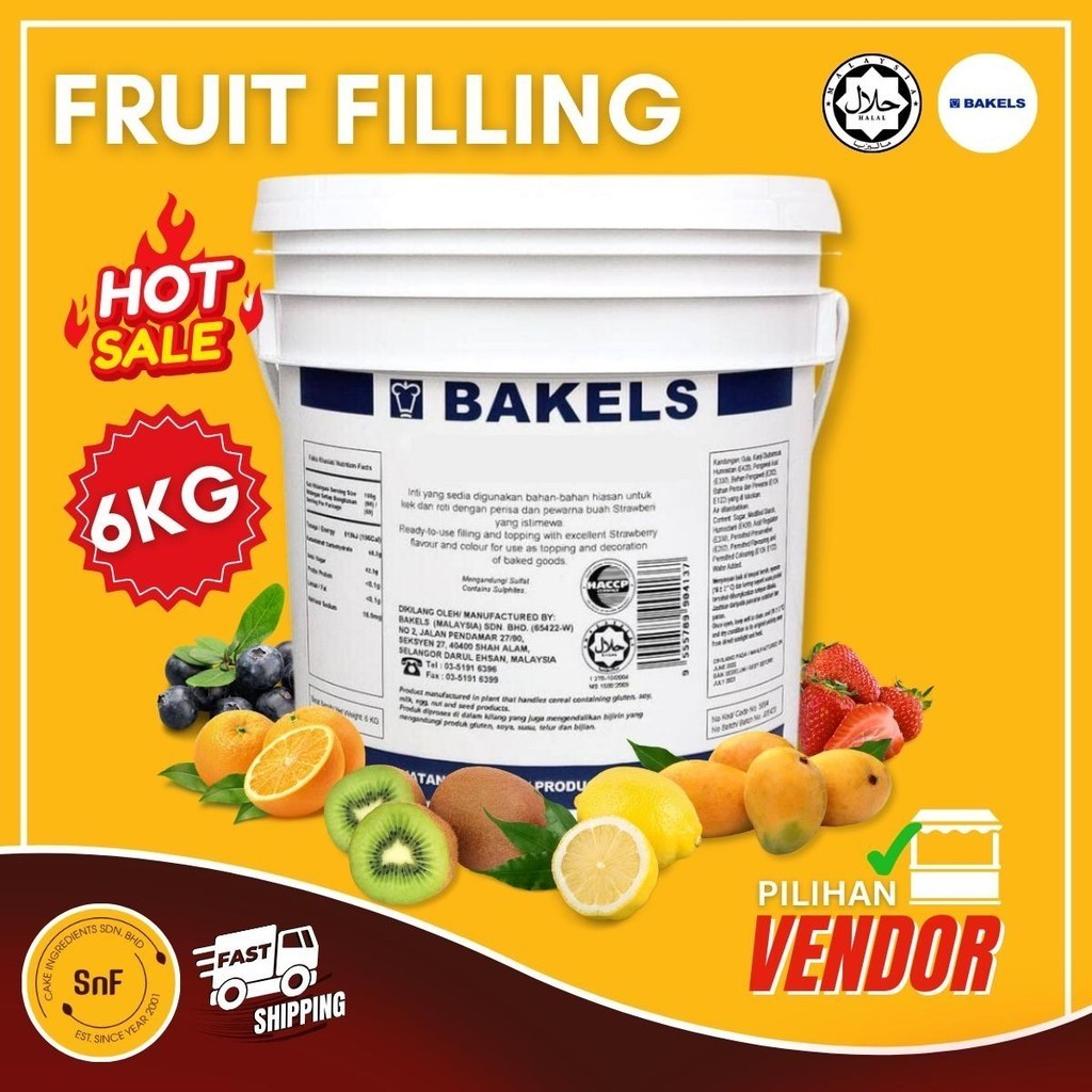 Bakels Fino Fruit Filling Strawberry Lemon Orange Mango Kiwi Topping ...