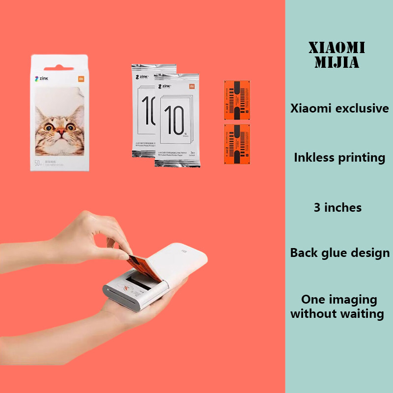Xiaomi MIJIA Portable Pocket Printer Photo Paper AR Inkless Printing 3 ...