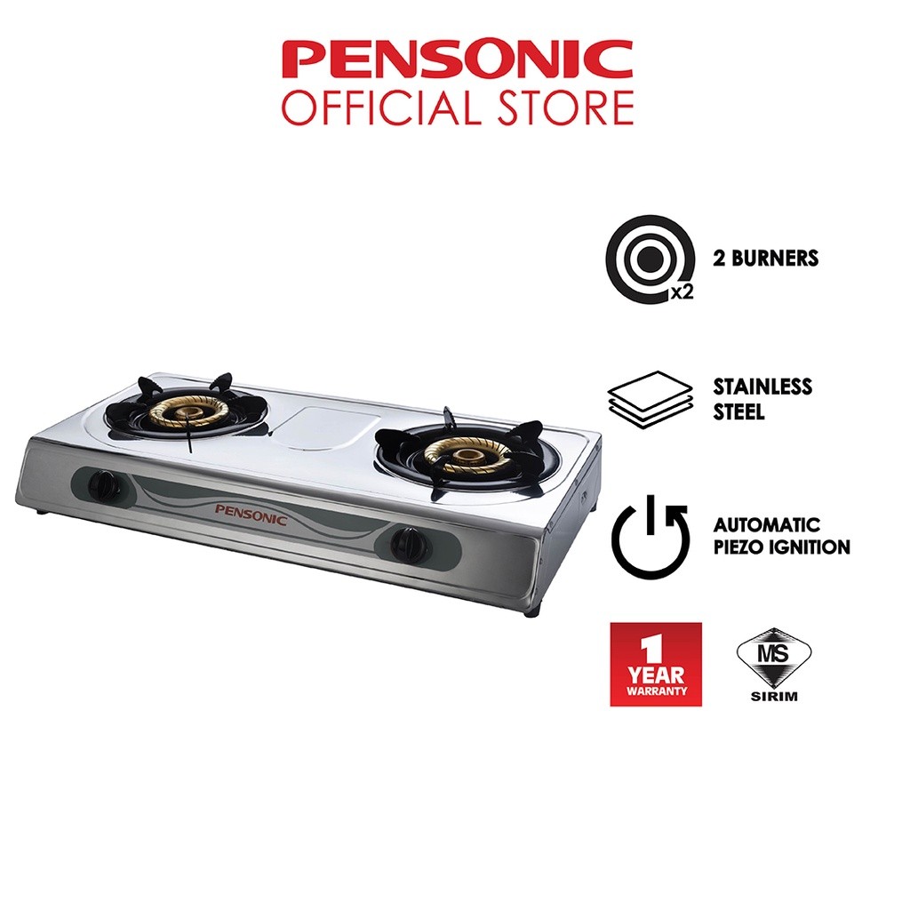 Free Shipping Sirim Pensonic 2 Burner Stainless Steel Gas Cooker | PGC ...