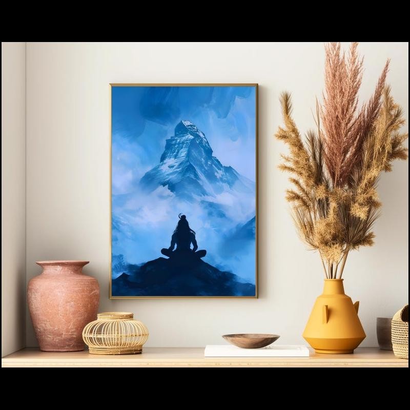 Lukisan Kanvas Shiva Bermeditasi, Seni Dinding Lord Shiva, Poster dan ...