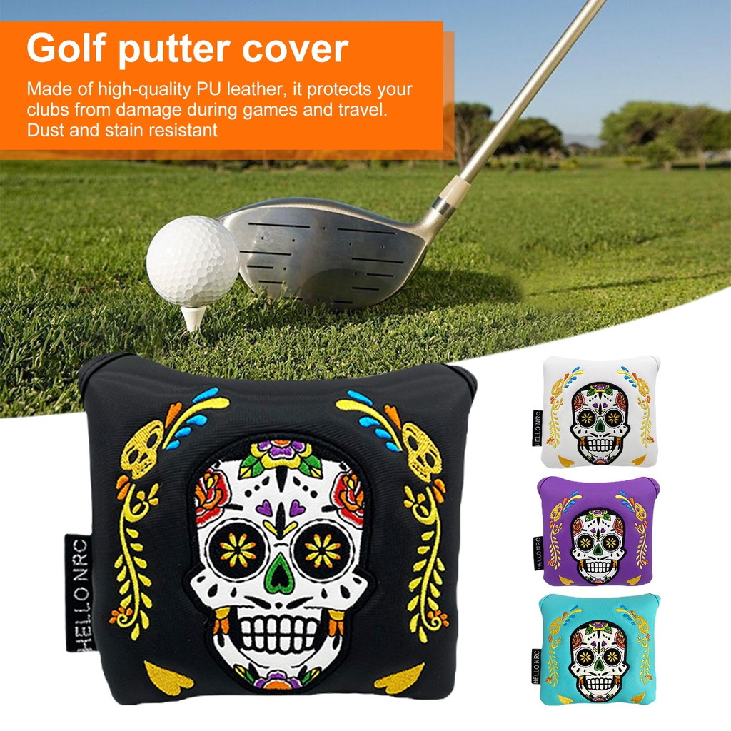 PHO- Mallet Putter Cover ic Mallet Golf Club Cover Unique Skull Printed ...