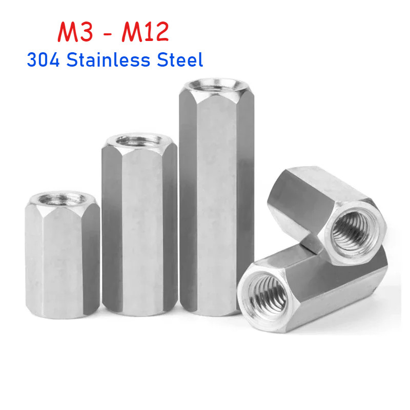 M3 M4 M5 M6 M8 M10 M12 304 Stainless Steel Hexagon Hex Extend Long ...