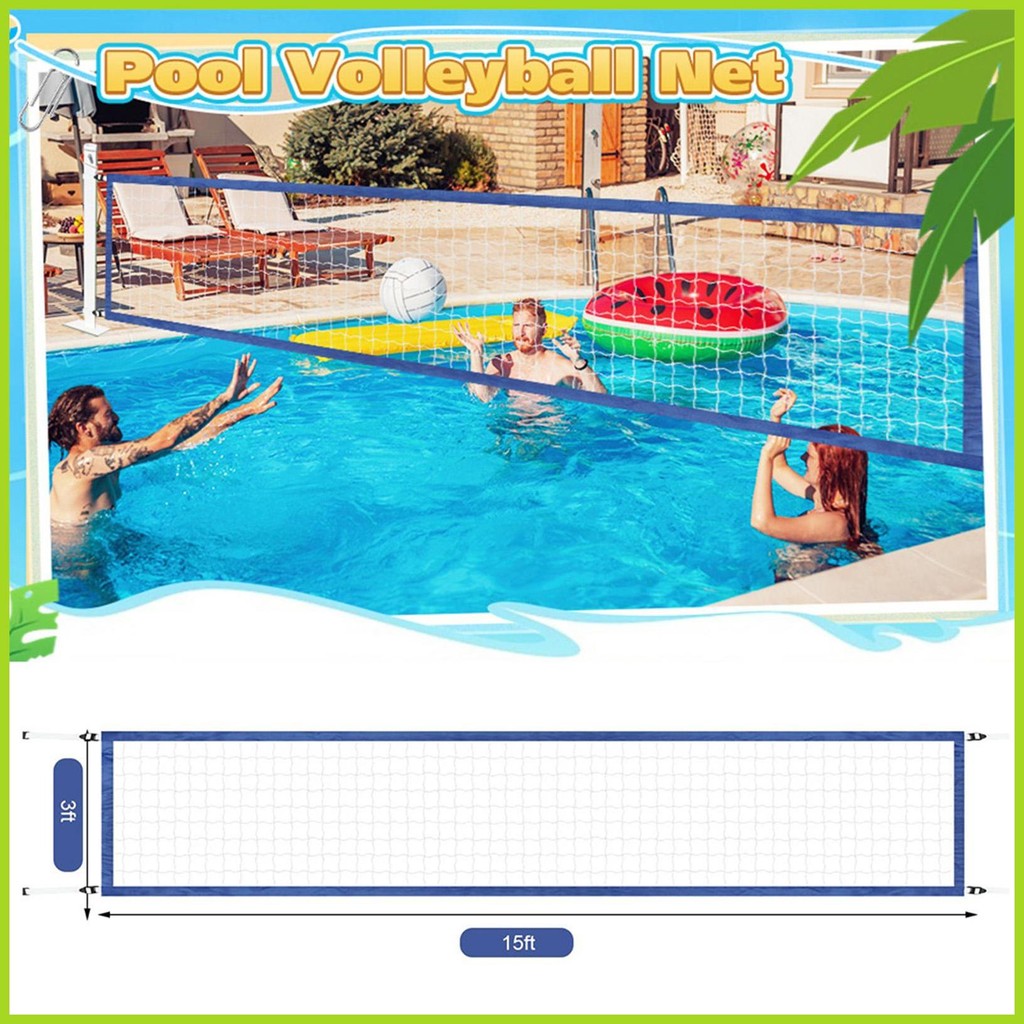 Pool Volleyball Net 15 x 3FT Nylon Tennis Net Replacement Swimming Pool ...