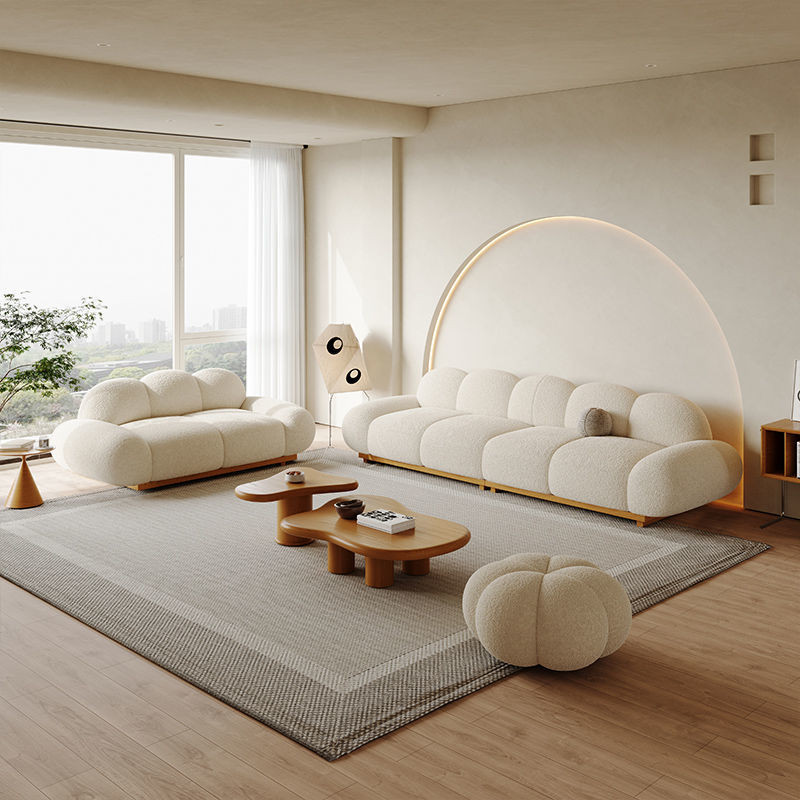 Irregular Champagne Color Irregular Straight Sofa Cream Sofa Living ...