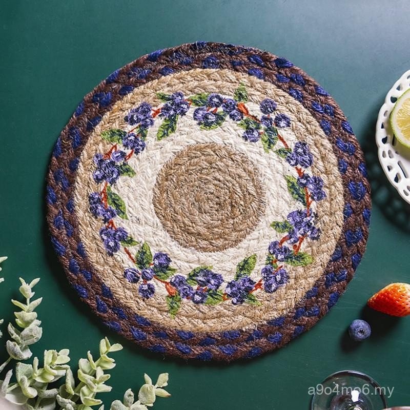 Alas Meja Coaster Tenunan Jute Buatan Tangan Tikar Penebat Haba Tikar ...