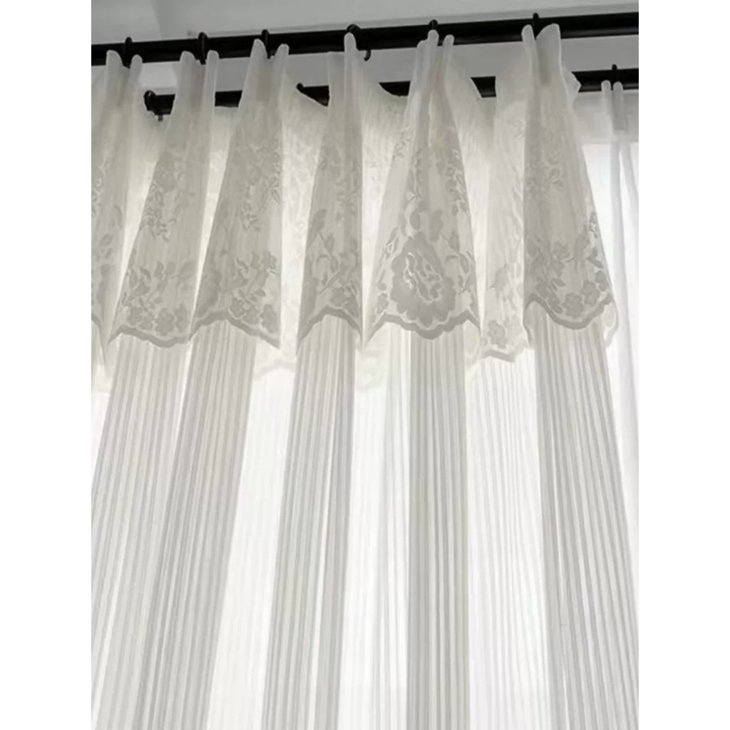 Tirai kain kasa langsir renda stail Perancis 2023 tahun ruang tamu baru ...