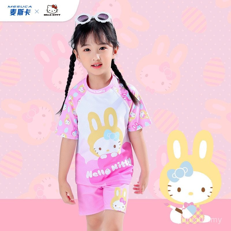 Disney Hello Kitty Girls Split Swimsuit Children One-Piece Surfing Suit ...