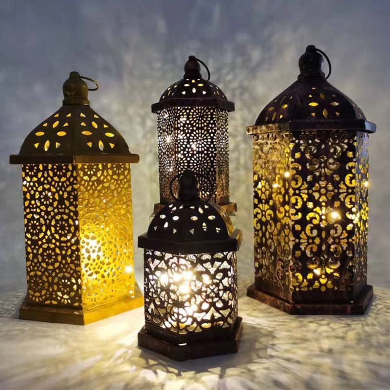 EID Mubarak Wind Lantern Ornaments Ramadan LED Portable Lamp Eid Al ...