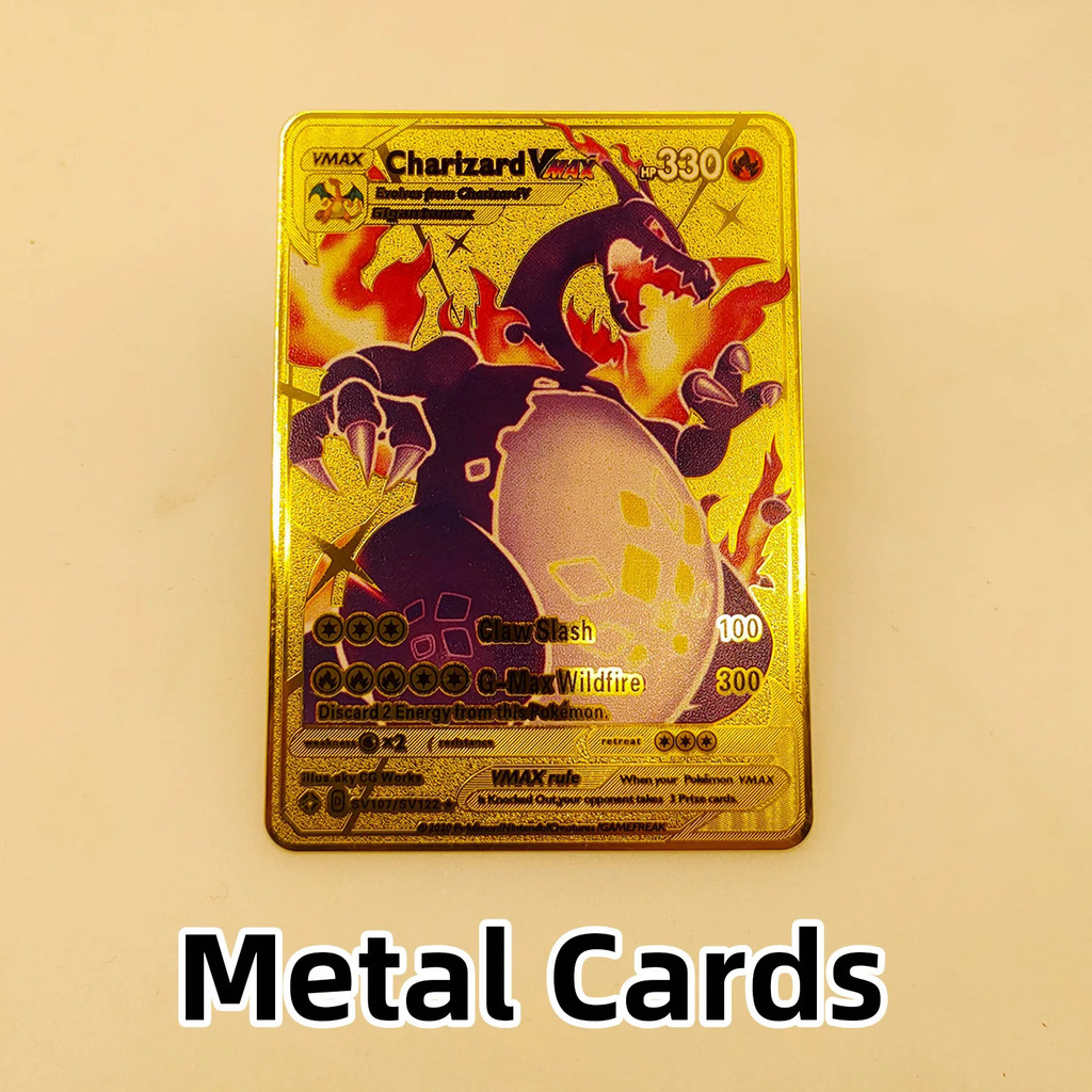 PTCG Metal Gold Cards Vstar Vmax EX GXBulbasaur Charmander Squirtle Meowth Jigglypuff Charizard ...