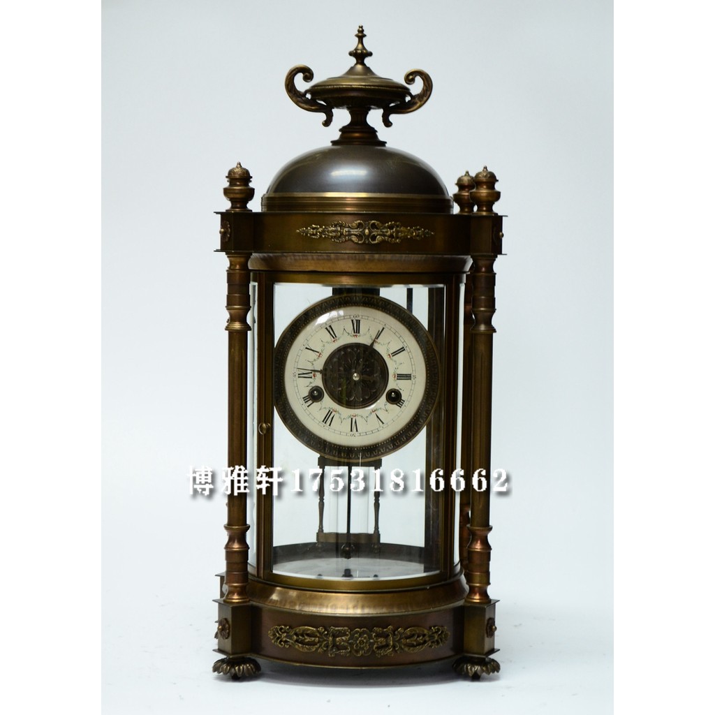 Jam Gangsa Antik dengan Empat Tiang dan Alas Bulat, Hiasan Ruang Tamu ...