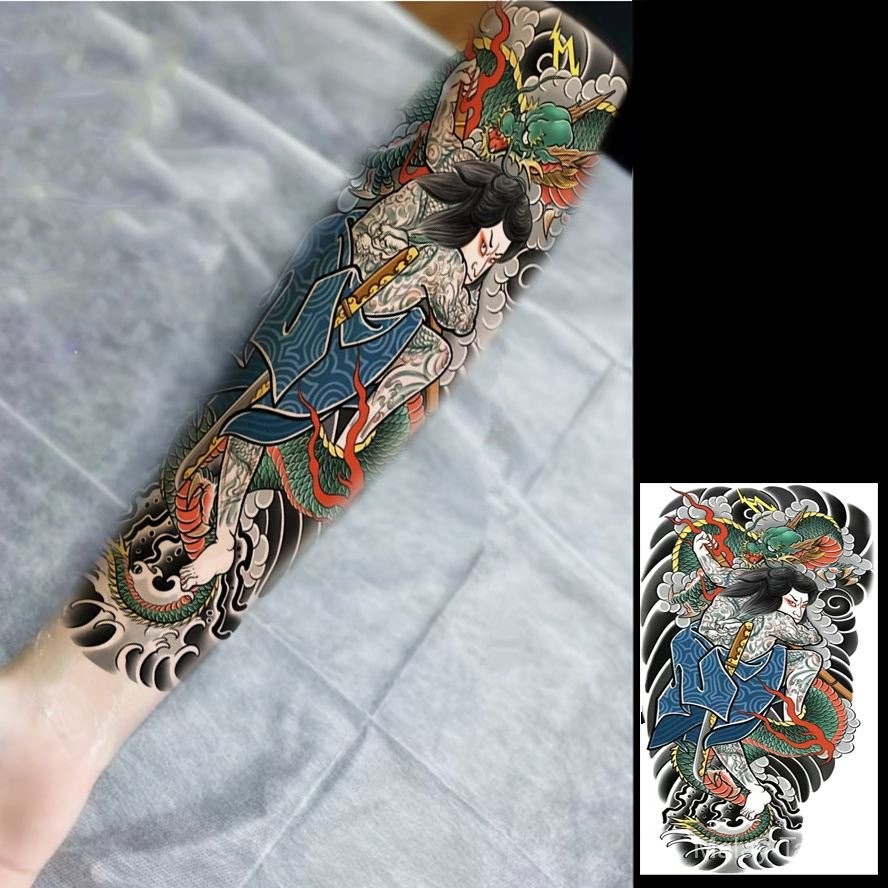 Full Arm Tattoo Sticker Chest Tattoo Hand-Painted Style Pattern Tattoo ...