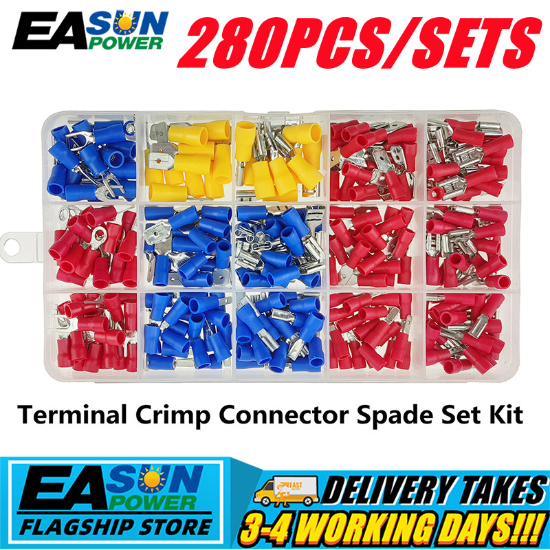 280 Pcs Assorted Insulated Cable Connectors Assorted Crimp Spade ...