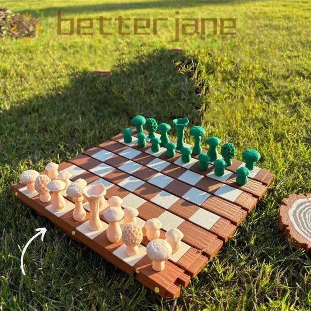 BETTER-JANE Forest Chess Set, Rollable -themed Mushroom Chess Set ...