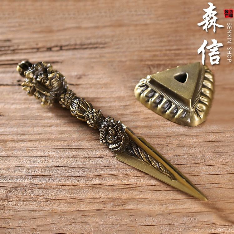 Nepal Craft Tantric Dharma Tool Filth Vajra Alloy Three-Sided Puba ...