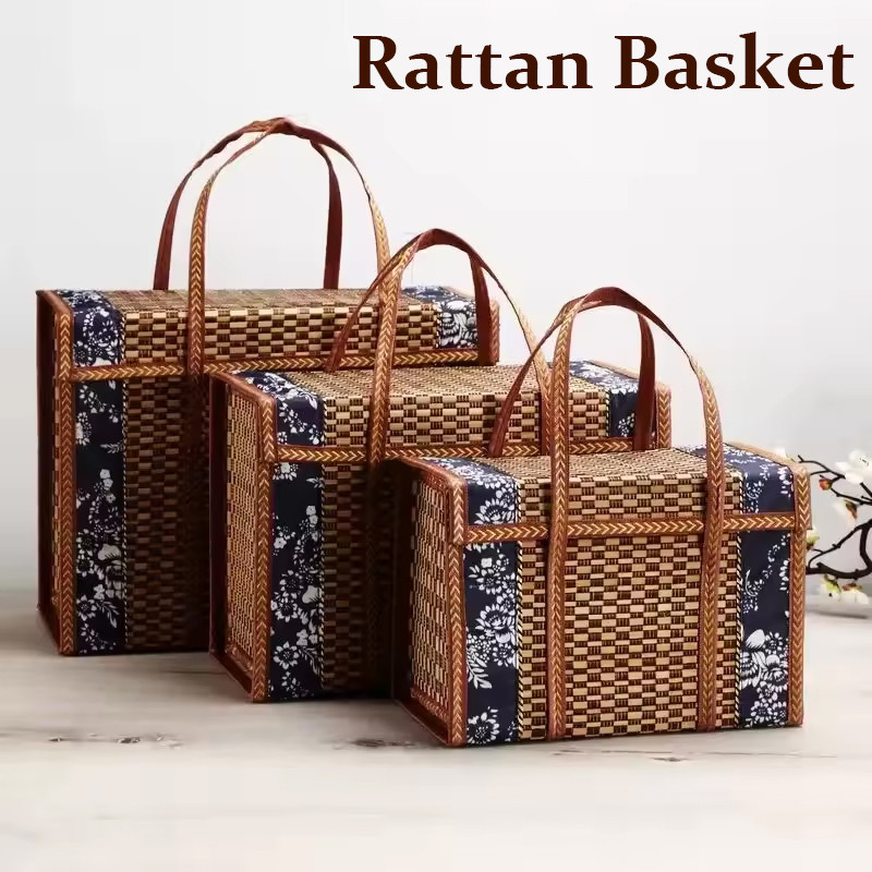 Multiple Size Picnic Woven Basket Foldable Rattan Basket Food Fruit ...