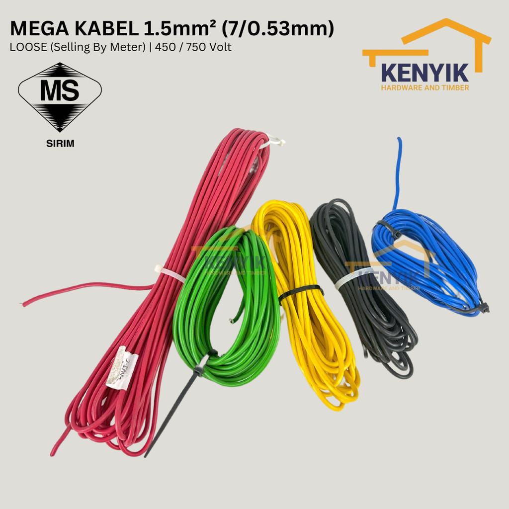 MEGA KABEL [1 Meter] Insulated PVC 100% Pure Copper Cable (SIRIM ...