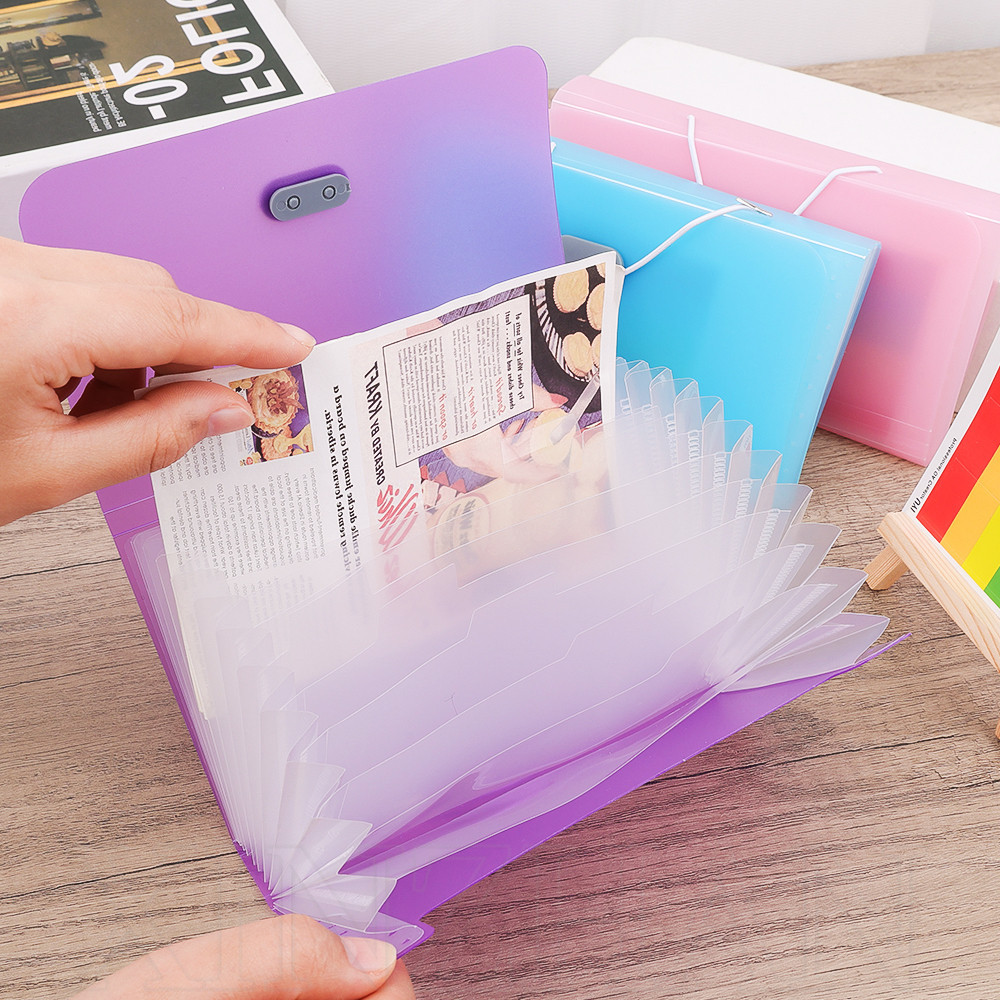 A6 Mini Folder Organ Bag - 13 Girds Document Bag - Multi Layer Plastic ...
