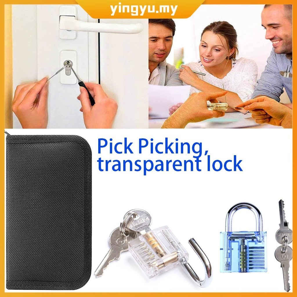 Practice Lock Set Visible Cutaway Transparent Keyed Padlock Training Skill Lock Pick Set Padlock ...