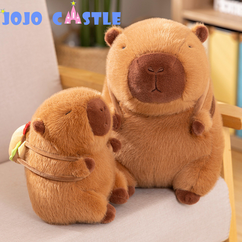 JOJO CASTLE 23/33cm Capybara With Hamburger Plush Toys Accompany Toy ...