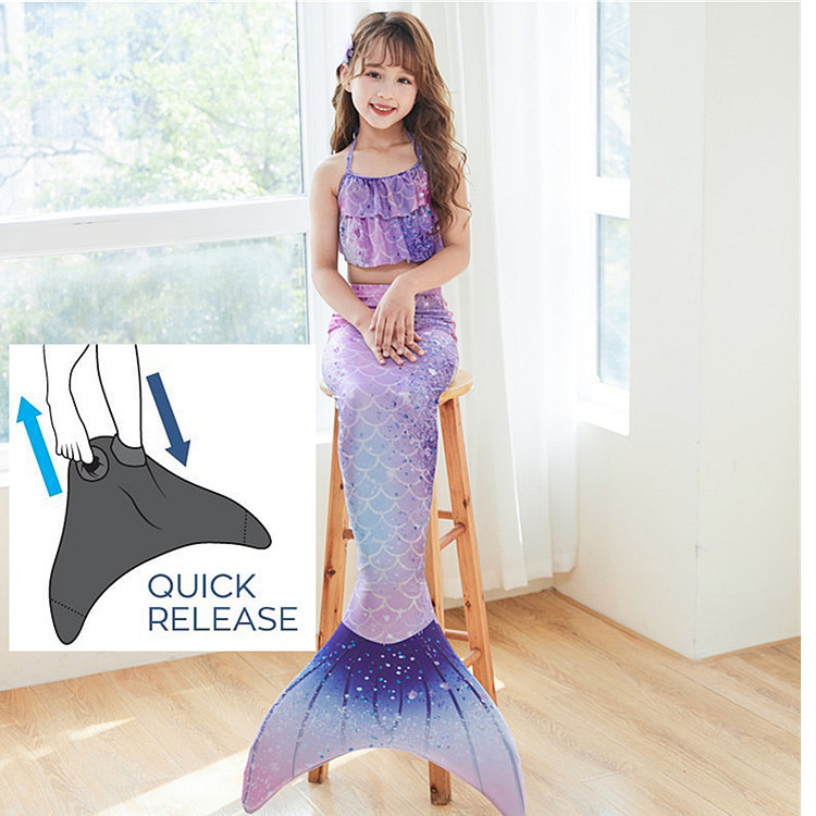 Kids Mermaids Tails For Girls Swimming Dresses Fantasy Swimsuit Can Add ...