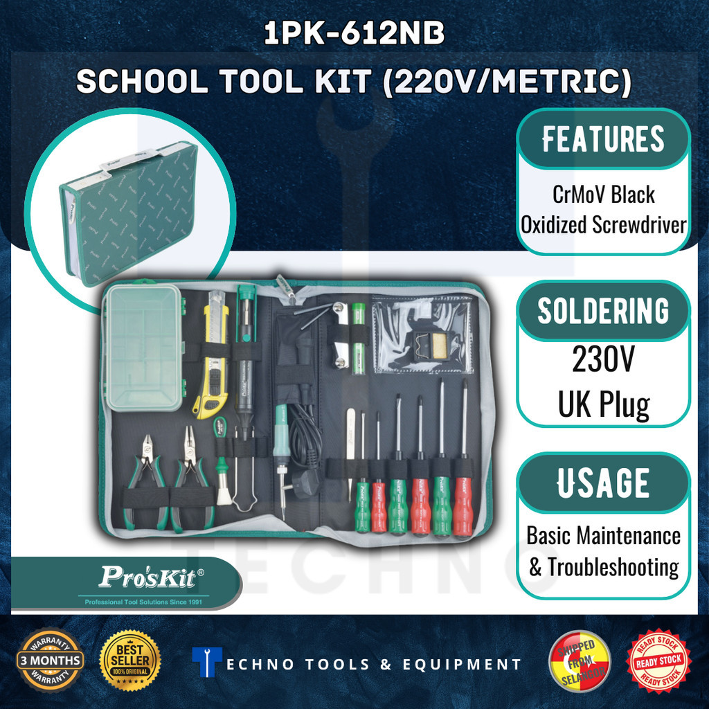 Pro'sKit 1PK-612NB School Tool Kit (220V/Metric) - Replace by Model PK ...
