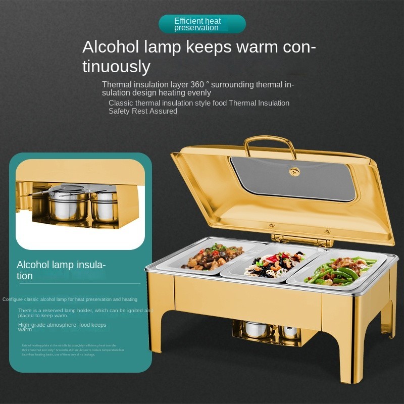 Golden Stainless Steel Alcohol Heating Buffet Stove Hydraulic Buffet ...