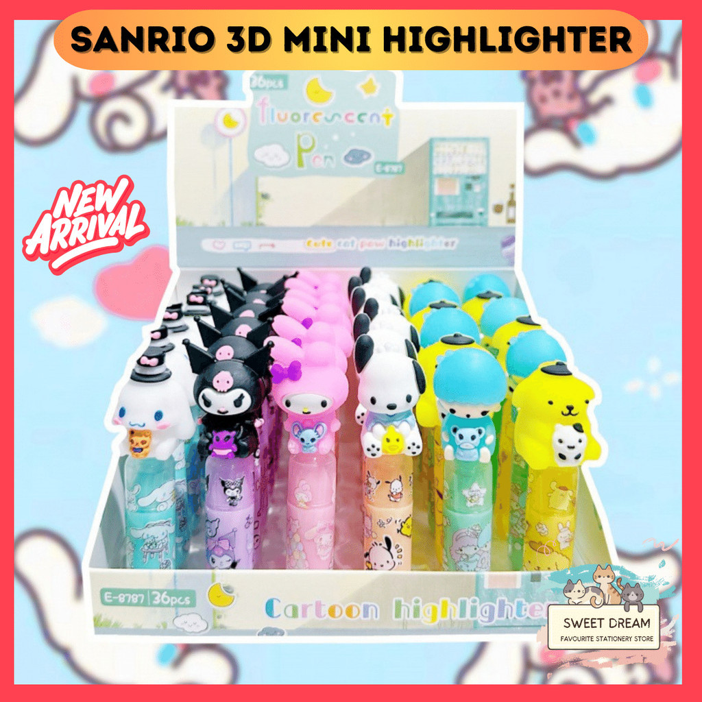 E-8787 Sanrio 3D Cute Cartoon Mini Highlighter Color Marker Pen ...