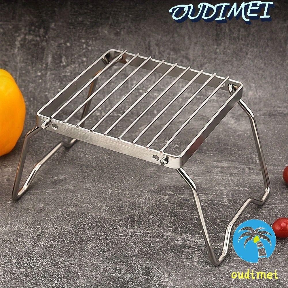 OUDIMEI Mini BBQ Grill Rack, Adjustable Outdoor Folding Grill Rack ...
