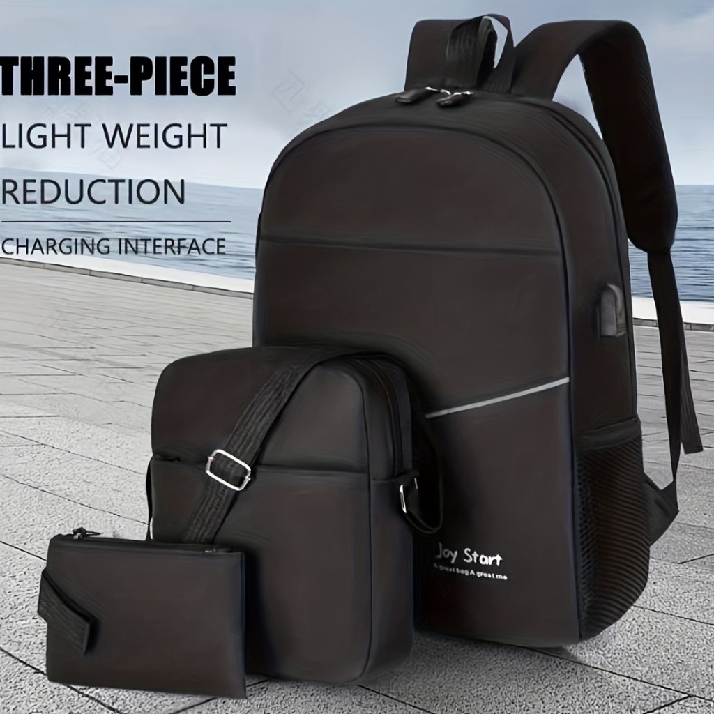 Letter Graphic Laptop 3 in 1 Backpack Set Multifunction Business Laptop ...