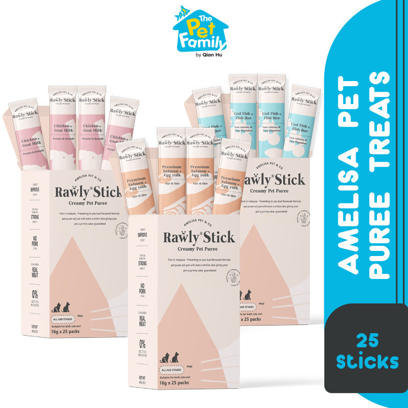 Amelisa Pet & Co. Rawly Stick Pet Puree Cream Treats (25 Stick/Box ...