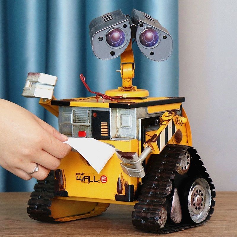 Retro Creative Wall Robot Model Metal Paper Box Living Room Tissue Box ...