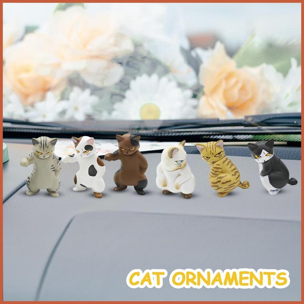 Mini Cat Doll 6pcs Fun Cat Figurine Naughty Sculpture Tiny Desktop ...