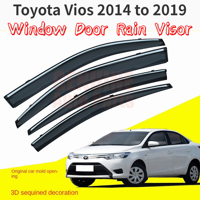 Toyota Vios 2014 to 2019 BATMAN Window Door Rain Visor Black with ...