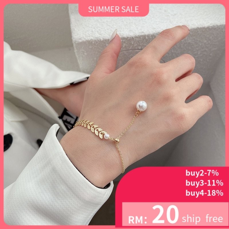 Creative Wheat Ear Artificial Beads Bracelet Female Simple Asymmetric ...
