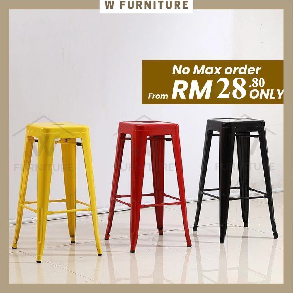 WFURNITURE Bar Chair Metal Dining Chair Kerusi Makan Kerusi Besi Steel ...