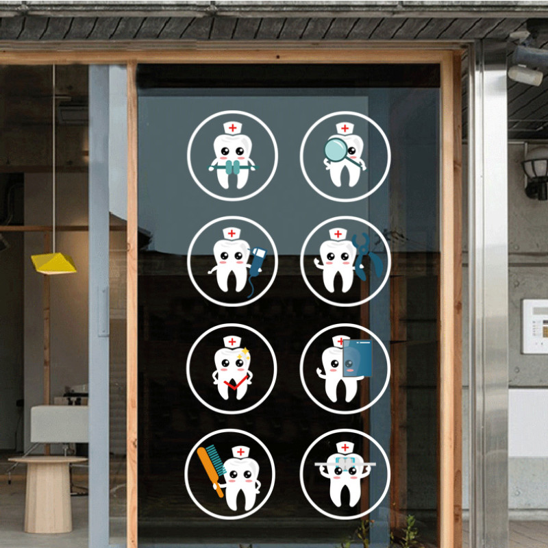 Dental Clinic Window Glass Door Decoration Creative Oral Health ...
