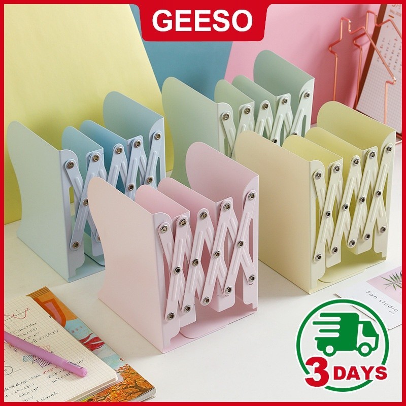 GEESO Book Stand Expandable Stainless Steel Bookend Book Holder ...