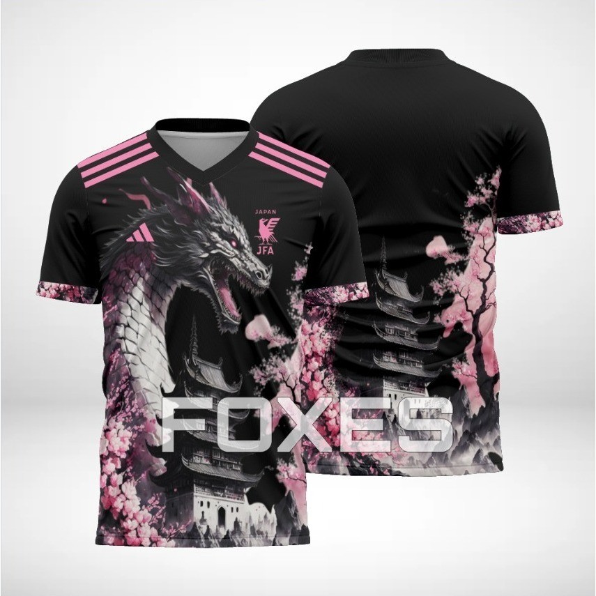 Japon Dragon Concept Pink Printed Jersey Printed Dri-fit Football ...