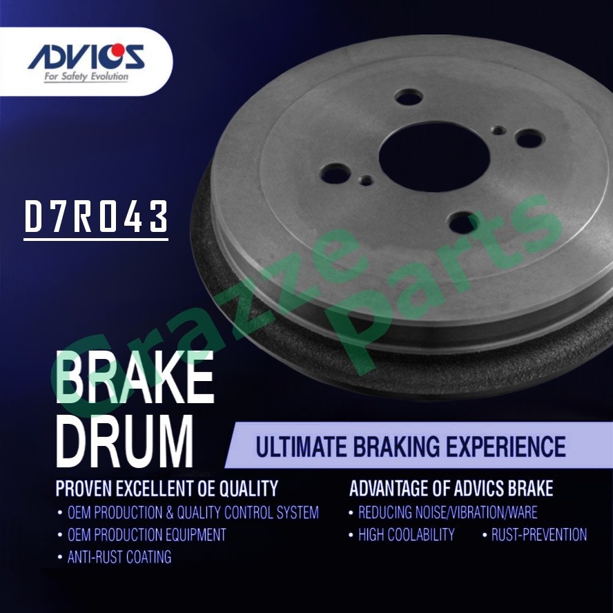(1pc) Advics Aisin Disc Brake Drum Rear D7R043 for Proton Gen2 Persona ...