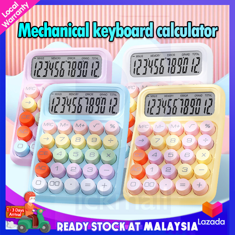Candy Color Calculator 12 Digits Large Display Mechanical Dot Keyboard ...