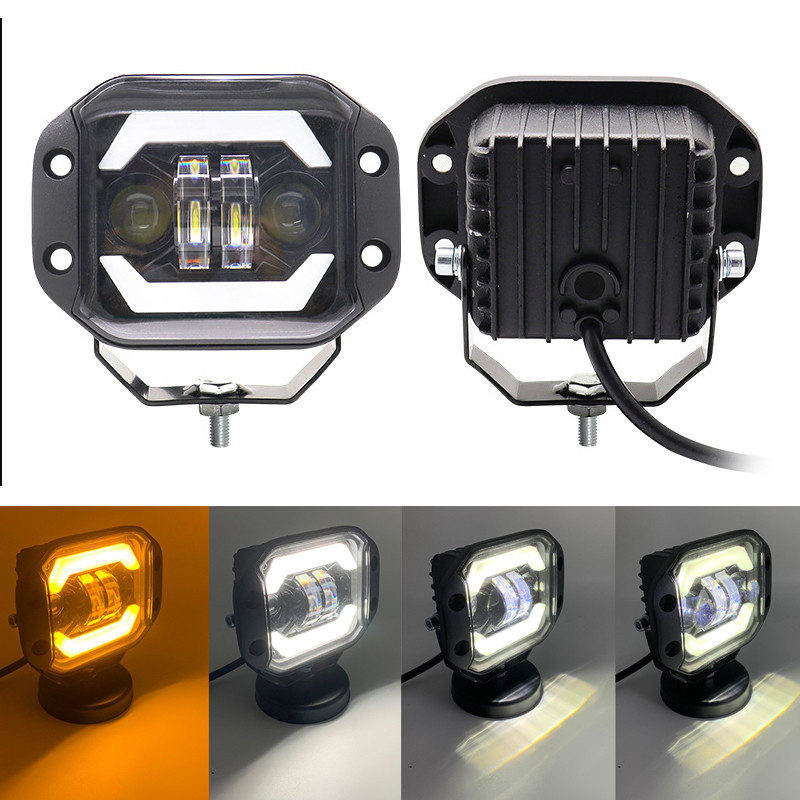 2Pcs 5" Inch Spotlight Flush Mount LED Work Light Bar H4 Off Road 4X4 ...